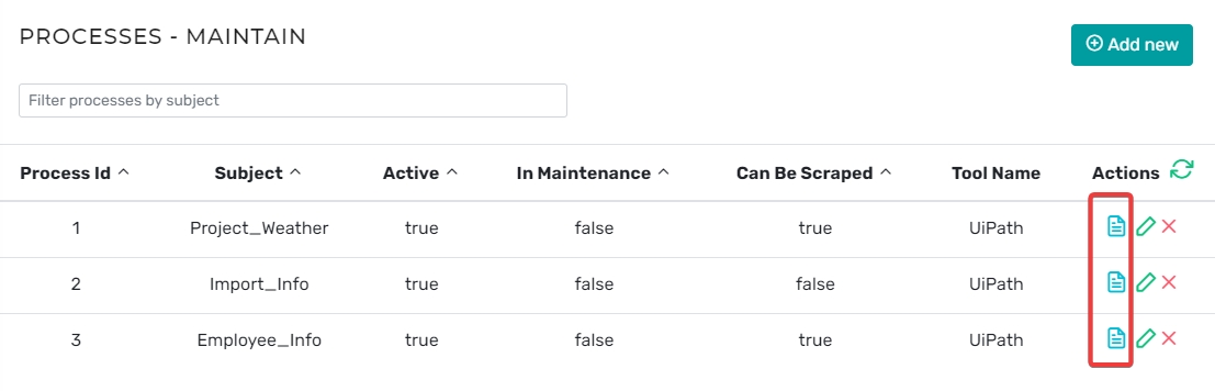 Processes - Spider manual